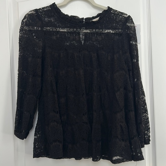Monteau | Tops | Monteau Los Angeles Black Lace Top | Poshmark